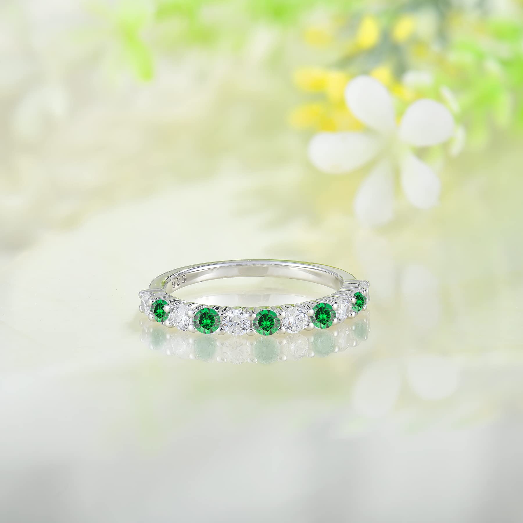SIYELE 925 Sterling Silver Cubic Zirconia Eternity Ring for Women Wedding Engagement Rings