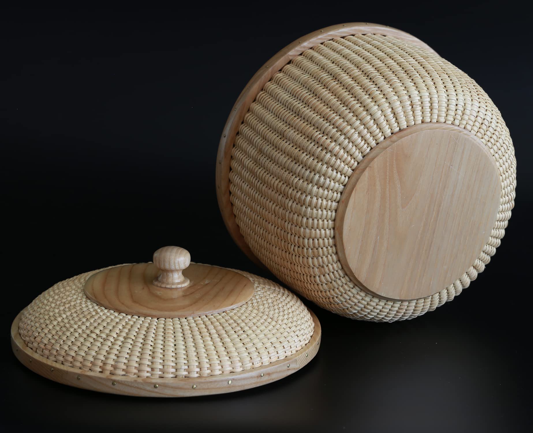 Teng Tian lidded home storage Rattan Handicrafts Casual Style Circular Basket rattan baskets for organizing sewing kits for adults