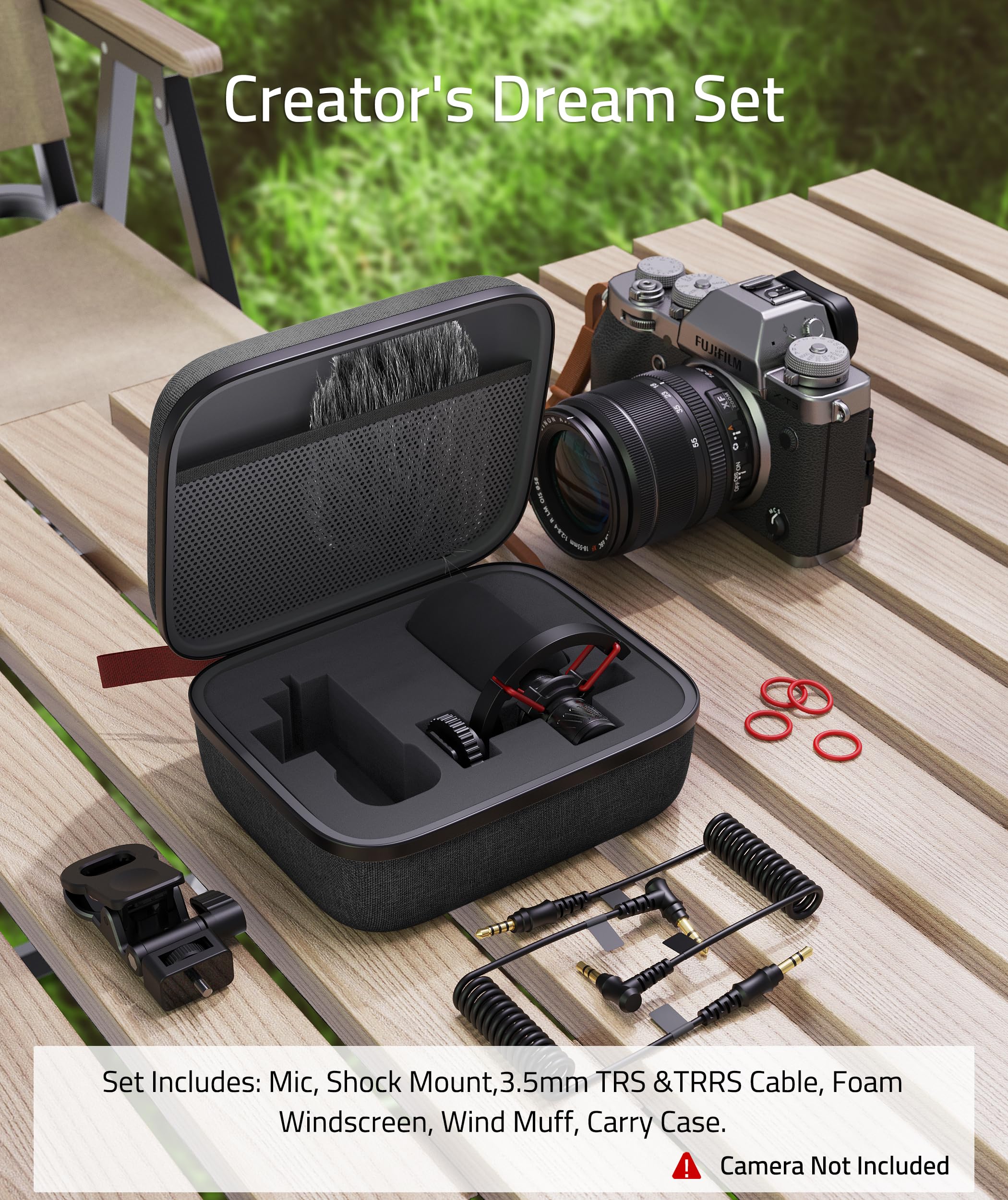 Syntech 2-in-1 Video Microphone for Creators Recording, Camera Microphone with Shock Mount and Windshields Compatible with DSLR Camera, iPhone, Android, Camcorder, Shotgun Mic for Vlog