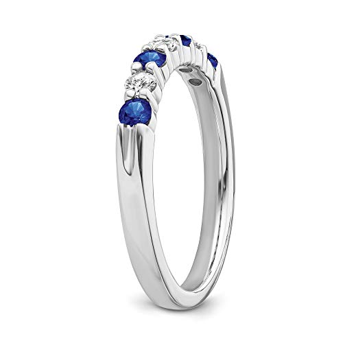 Sterling Silver Diamond and Blue Sapphire 7-Stone Band Ring (1/6 cttw, I-J Color, I2 Clarity), Size 6