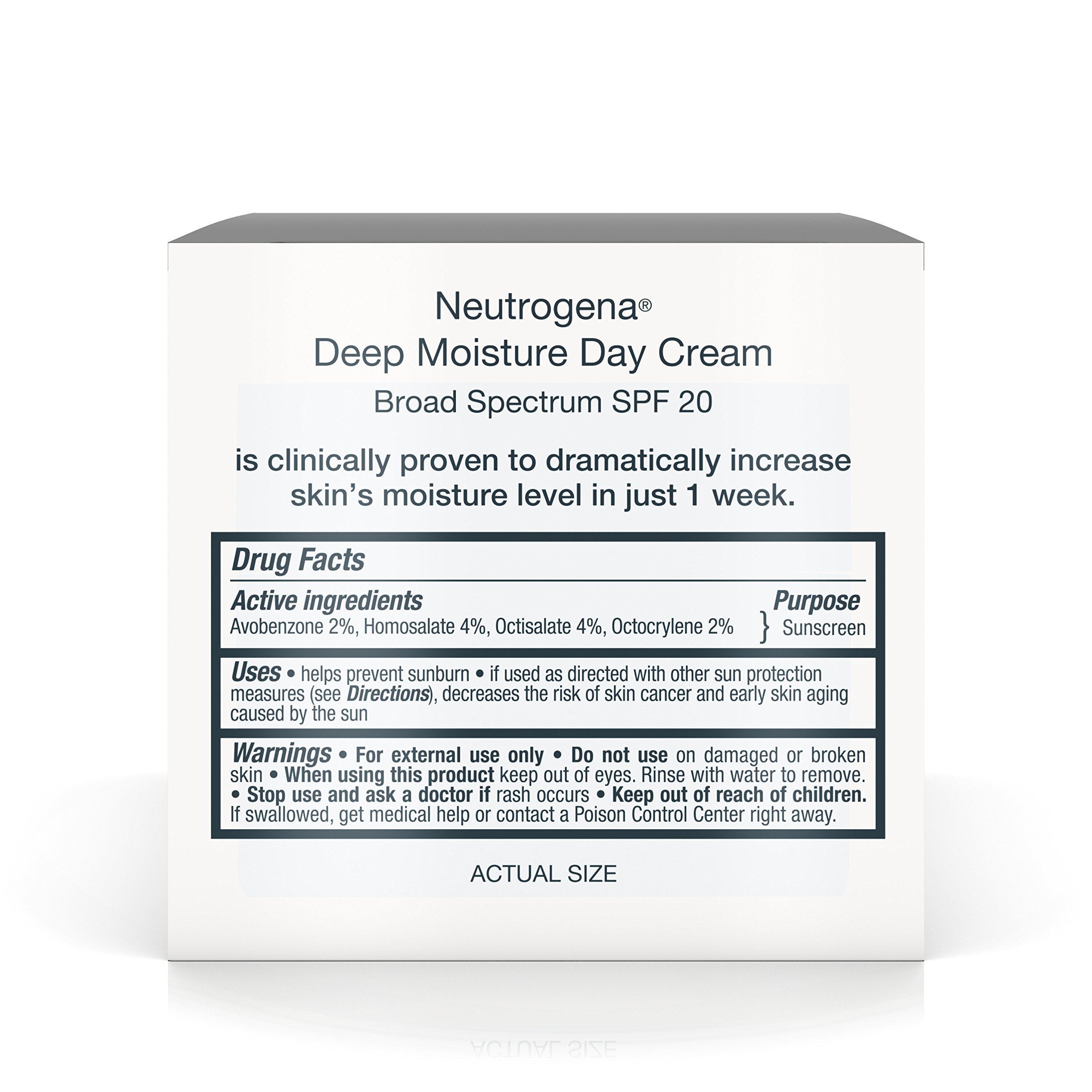 Neutrogena Deep Moisture Face Cream with SPF 20 Sunscreen, Glycerin, Shea Butter & Vitamin D3, Face moisturizer for dry skin - SPF moisturizer, Glycerin, Shea Butter, Vitamin D3, 2.25 oz