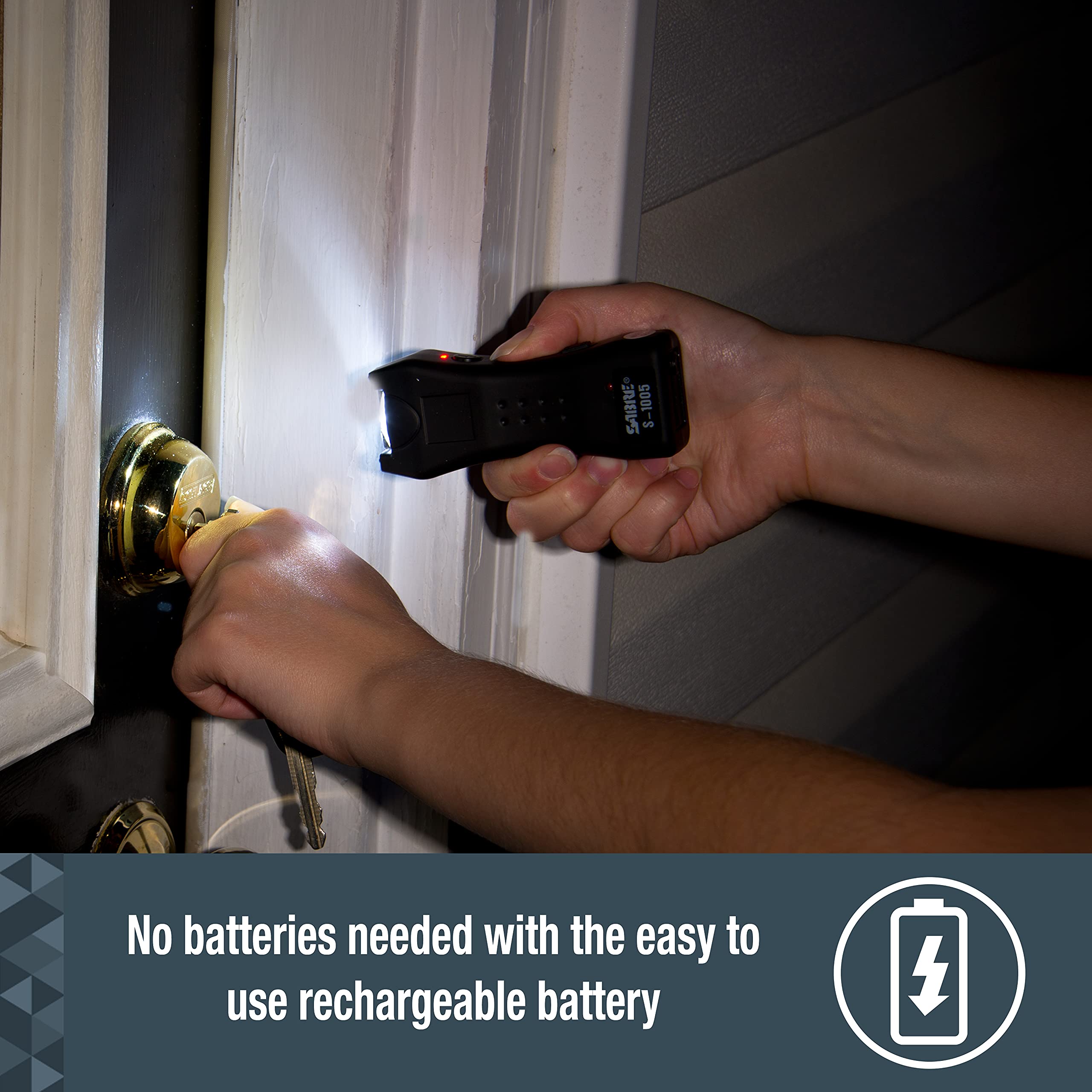 SABRE Realtree Edge 2-in-1 Stun Gun with Flashlight & Belt Holster, Emits 1.60 Powerful Pain Inducing Microcoulombs (µC) Charge, 120 Lumen LED Flashlight, Rubberized Grip, Compact Design,Rechargeable