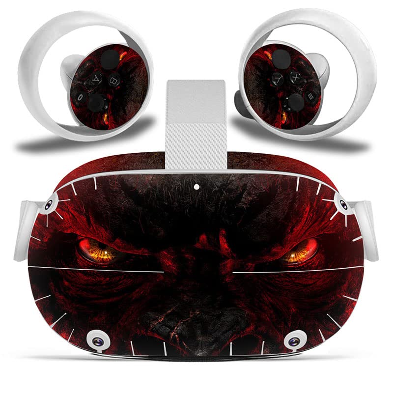 VR Headset and Controller Skin, Vinyl Decal Sticker for VR Headset and Controller, Virtual Reality Protective Accessories - Red Dragon
