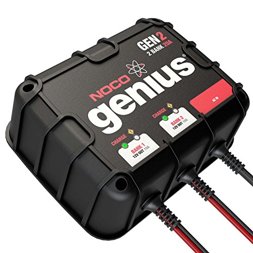 NOCO Genius GEN2, 2-Bank, 20-Amp (10-Amp Per Bank) Fully-Automatic Smart Marine Charger, 12V Onboard Battery Charger and Battery Maintainer
