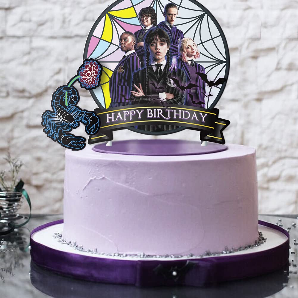 Wednesday Cake Toppers Set, Cake Decorations for Addams Theme Birthday Party Supplies