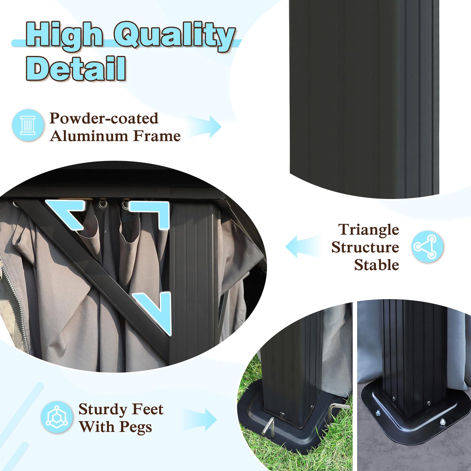 MUPATER 12x14FT Outdoor Galvanized Steel Gazebo with Double Roof Canopy, Aluminum Frame, Netting and Curtains for Patios, Deck, Lawns, Gardens