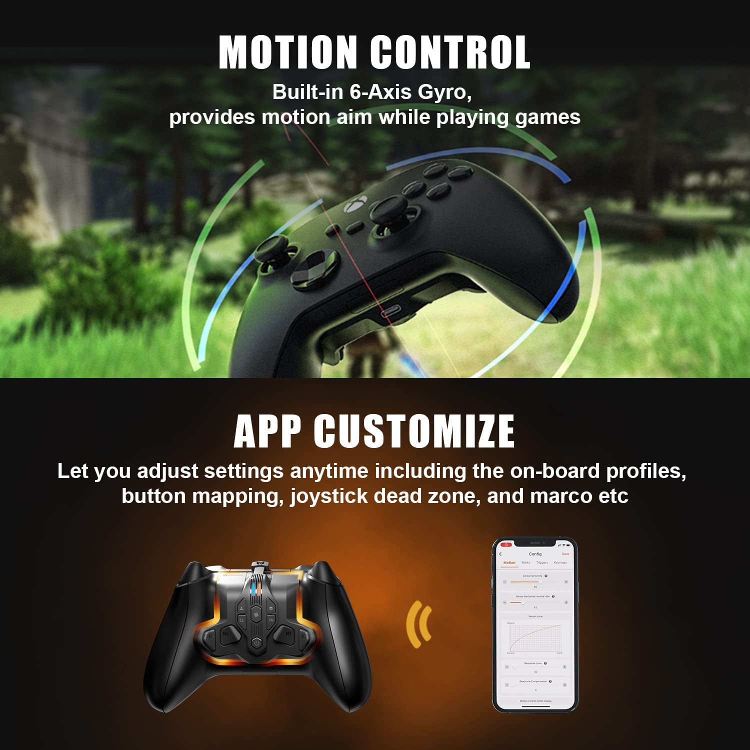 Wireless Xbox Back Button Attachment for Xbox Series S/X Controller, Controller Paddles for Xbox Series S/X/Xbox One/PS4/Switch/PC, Motion Control/Turbo/Macro/Audio (Pro Version) Black