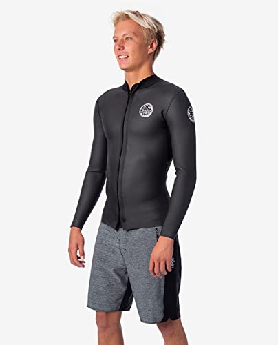 Rip Curl Dawn Patrol 1.5m Long Sleeve Front Zip Surf Jacket Black 1 XL