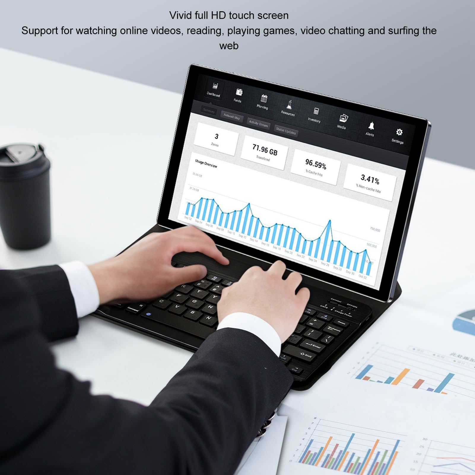 SHYEKYO Computer Tablet 5.0 100 to 240V Dual Camera 2 in 1 HD Tablet for Office (#1)