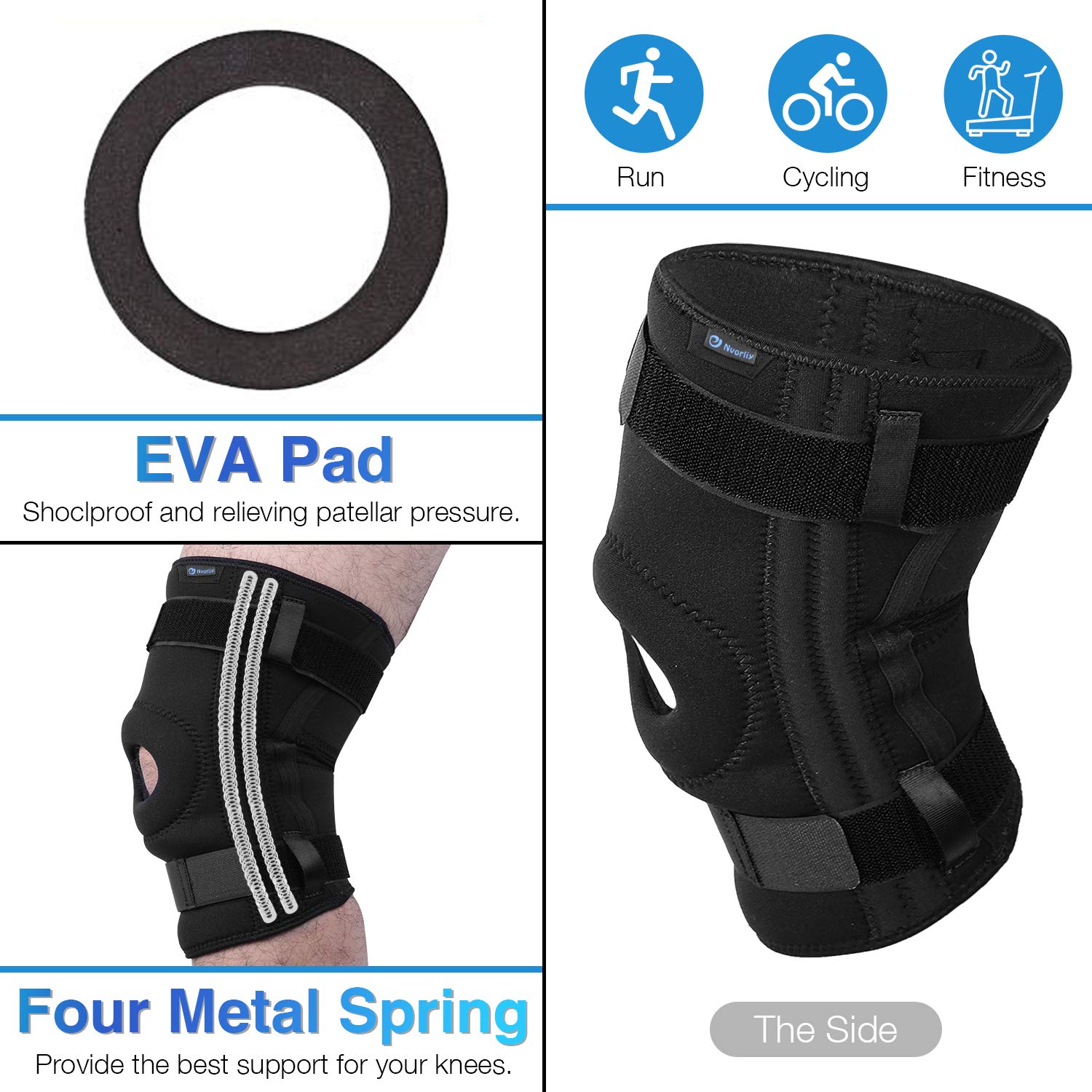 Nvorliy Knee Sleeve Plus Size for Large Leg - Detachable Strap Design, Open-Patella Stabilizer Brace for Arthritis, Tendon, Meniscus and Ligament Injuries, Patellar Tendonitis, Fit Men & Women (5XL)