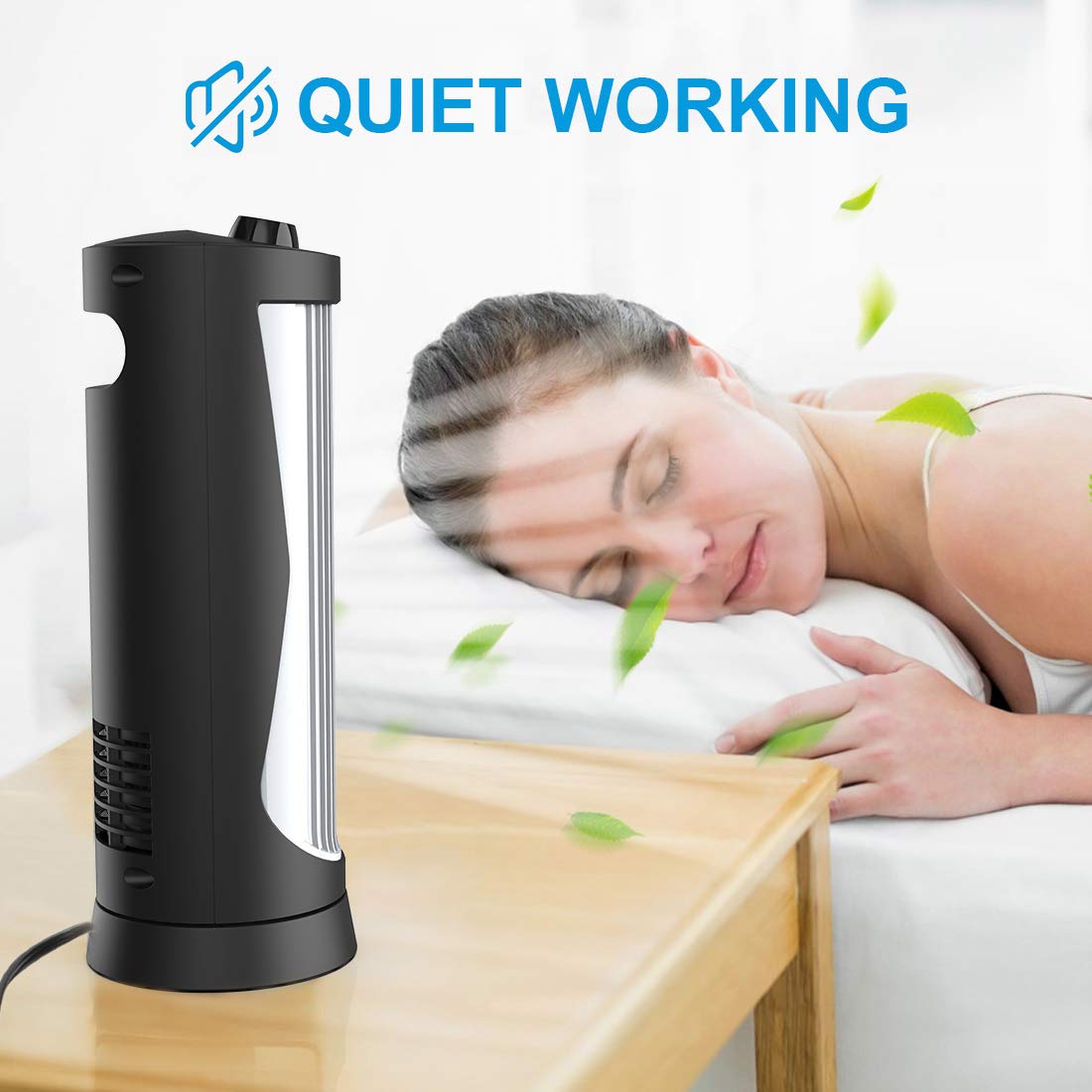 SLENPET Small Tower Fan, Oscillating Quiet Cooling Fan, 13 Inch 2 Speeds, 2 Modes Settings, Portable Rotating Stand Table Fan for Bedroom, Desk, Home and Office