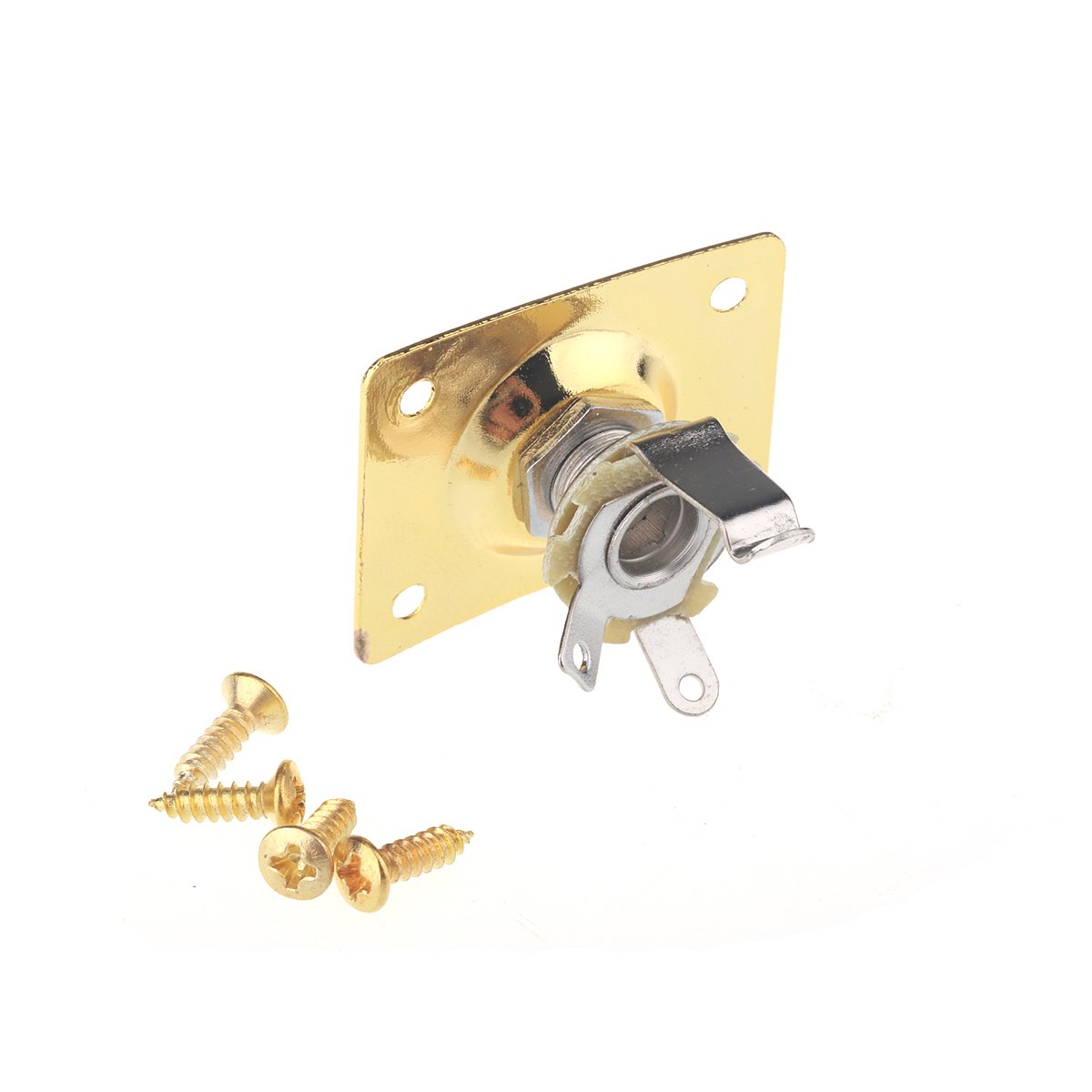 Musiclily 1/4" Rectangular Guitar Output Jack Plate Input Jack Socket Plate for Les Paul LP Tele Style Electric Guitar Bass, Gold