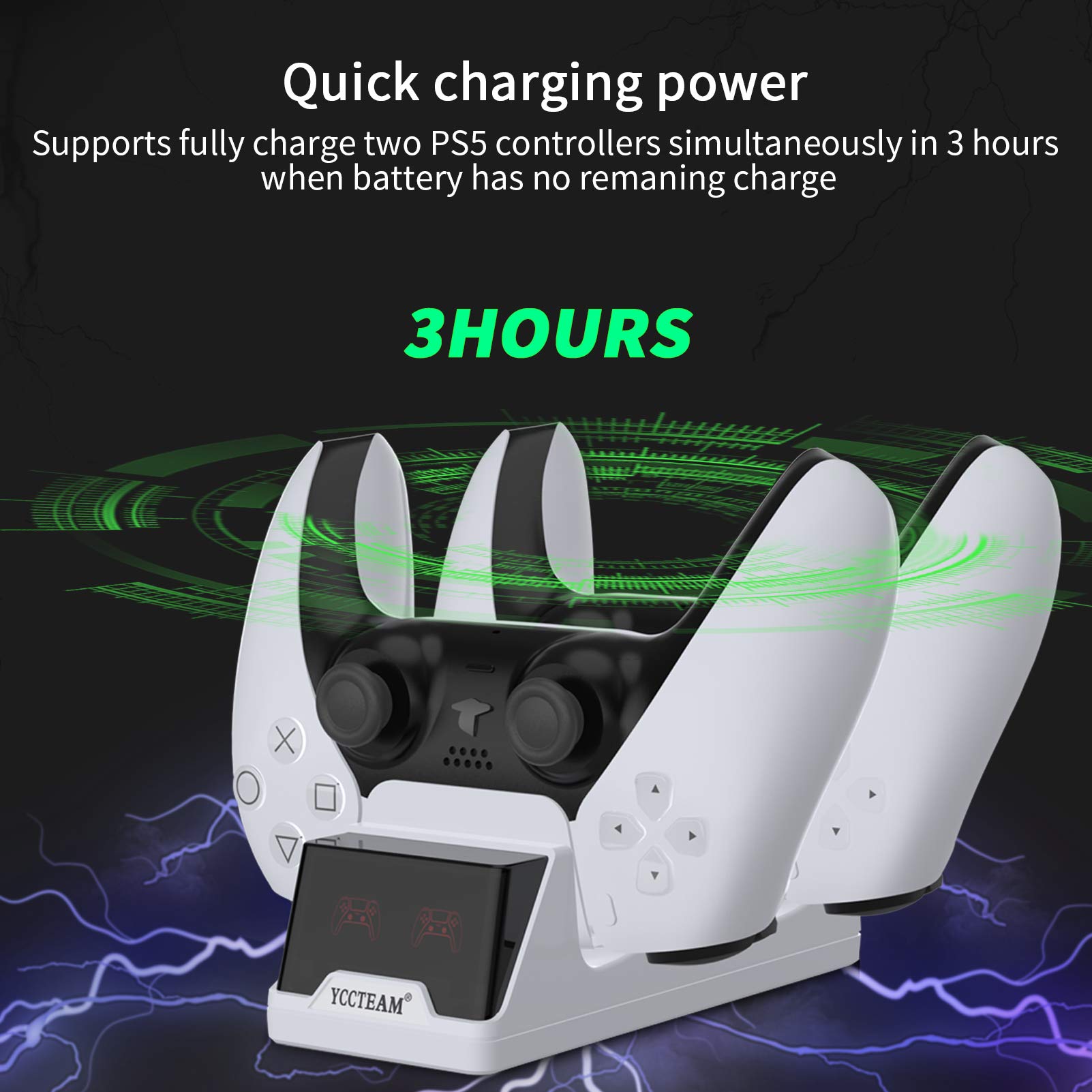 PS5 Controller Charging Station,YCCSKY Dual Stand Charger Dock for Playstation 5 Dualsense Controller