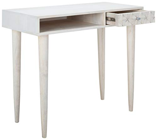 Safavieh Home Office Collection Zinnia White Wash and Silver 1-Drawer Desk, 0