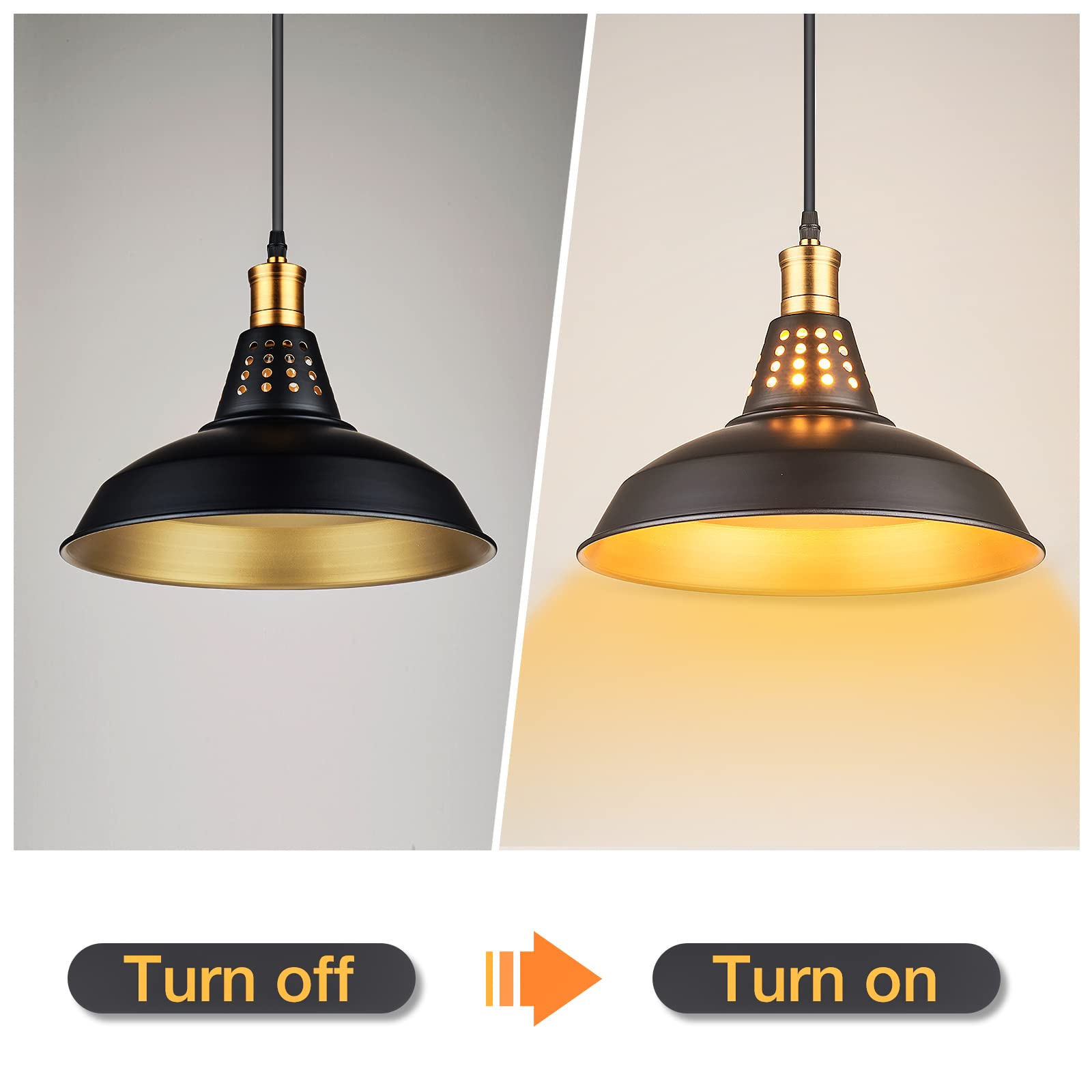 Pendant Lights, Industrial Pendant Light, Kitchen Pendant Light, Farmhouse Pendant Light, Pendant Lights Kitchen Island, Black Pendant Light, Black and Gold Pendant Light, Pendant Lighting, 1 Pack