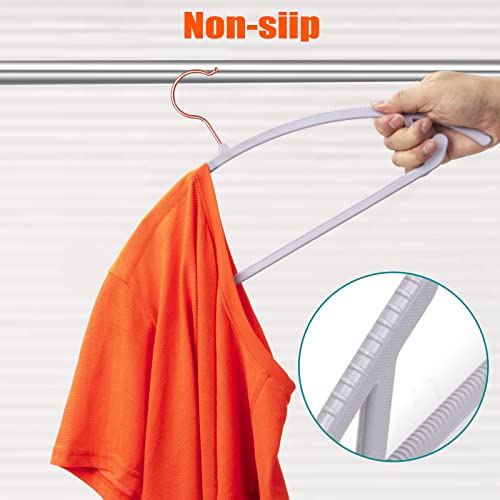 OIKA Hangers 50pack No Shoulder Bump Plastic Suit Hangers - Rose Gold Hooks,Non Slip Space Saving Clothes Hangers, Heavyduty,Rounded Hangers for Sweaters,Coat,Jackets,Pants,Shirts,Dresses Grey Hangers