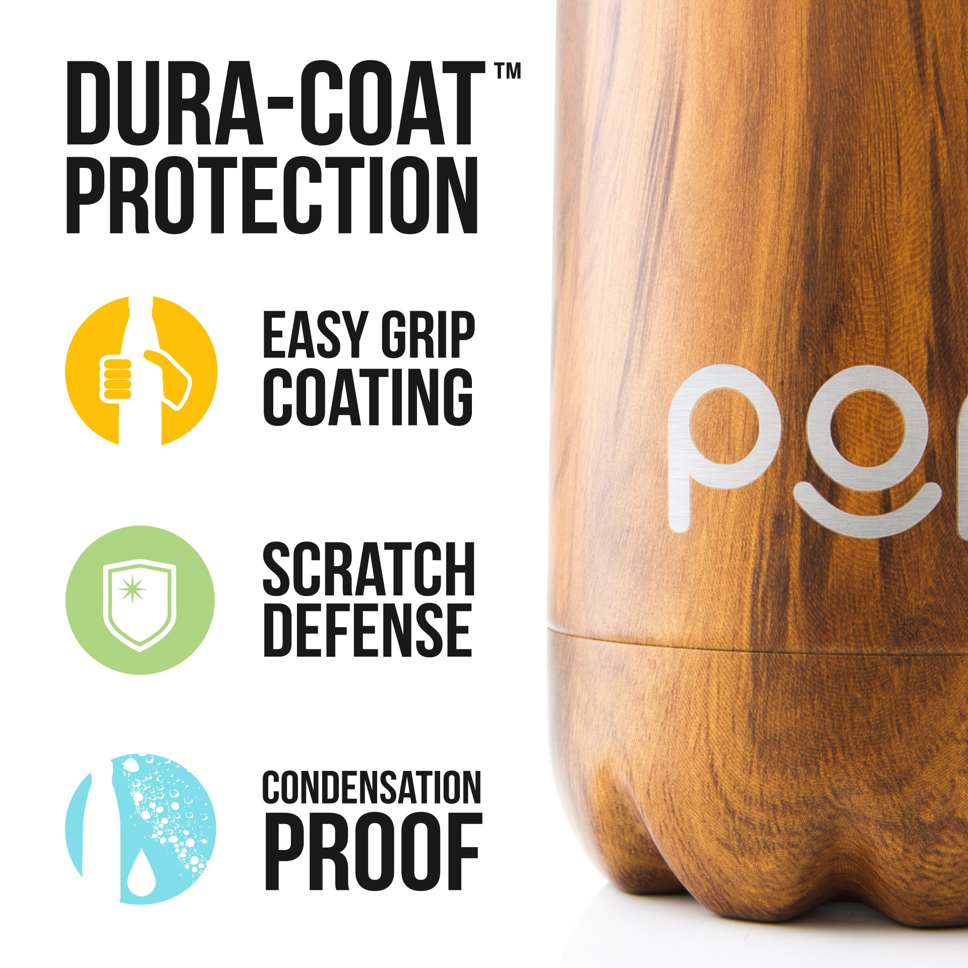 POP Design Stainless Steel Vacuum Insulated Water Bottle, Keeps Cold 24hrs or Hot for 12hrs, Sweat & Leak-Proof, BPA Free, 17 Ounce, Onyx