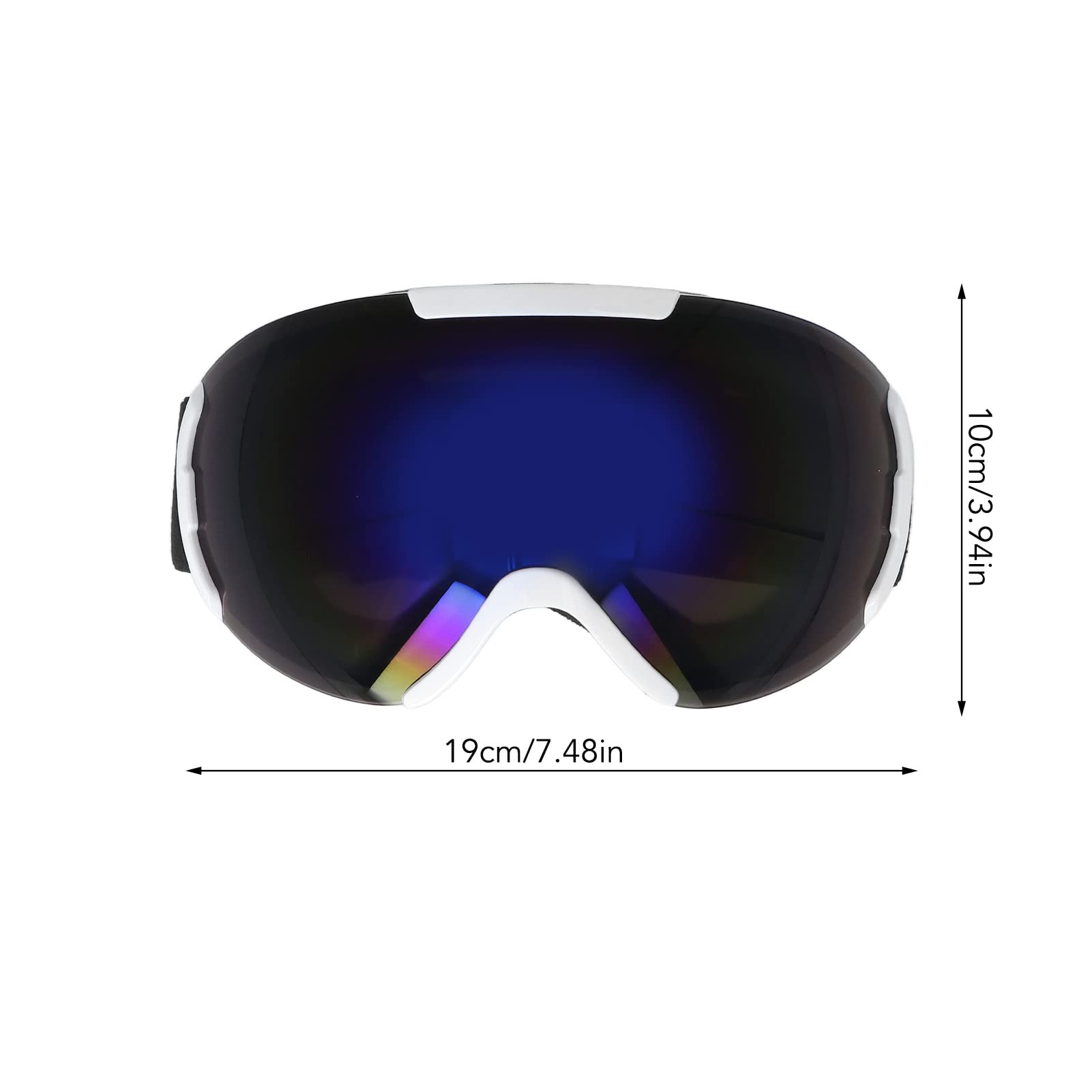 Ski Goggles, PE Coated Lens Anti Fog Double Layers Adjustable Frameless Snow Snowboard Goggles for Men, Women(Blue)