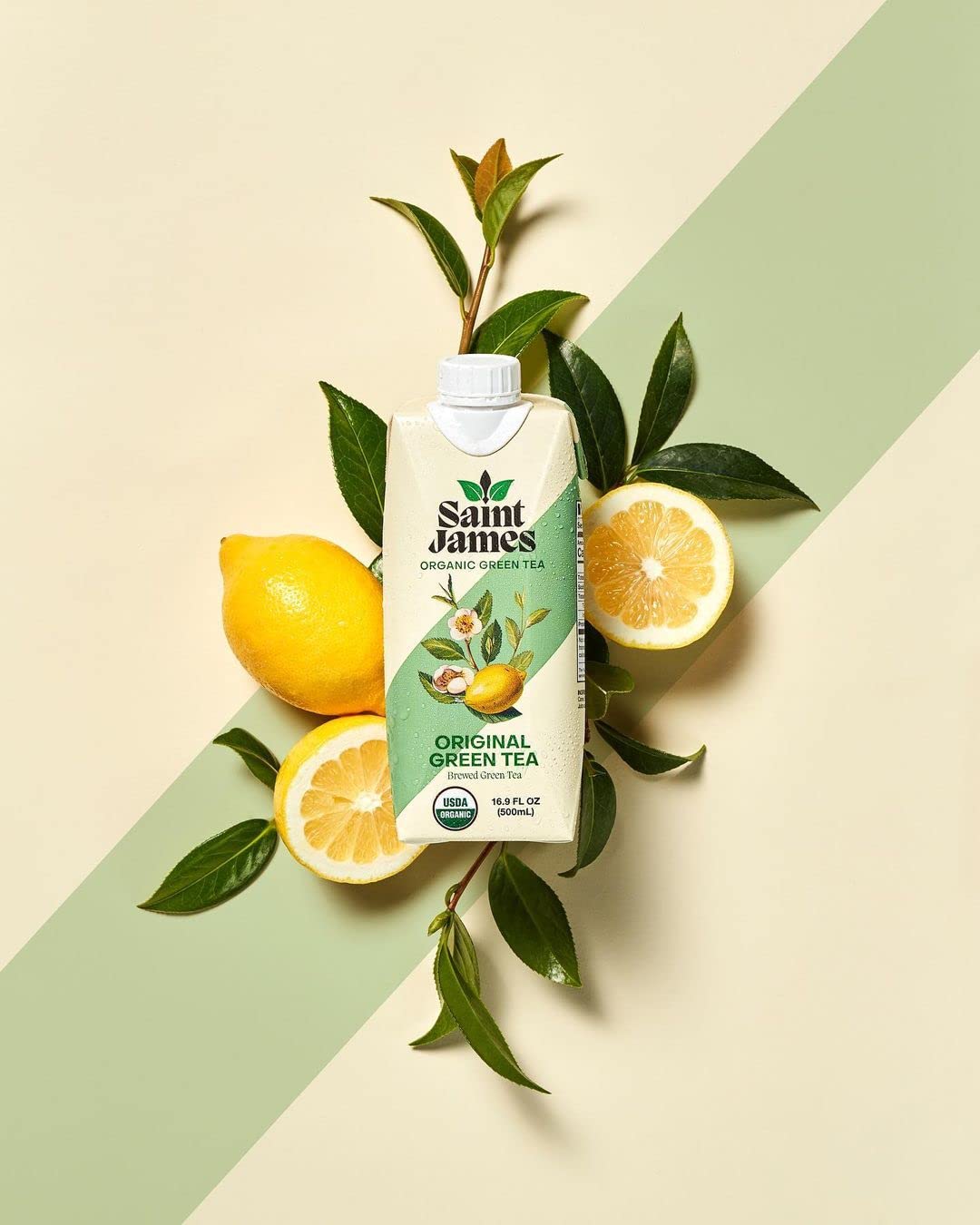 Saint James Iced Tea | Organic Green Tea | Organic, Non-GMO Green Tea, 12 Pack (16.9oz each) (Variety)