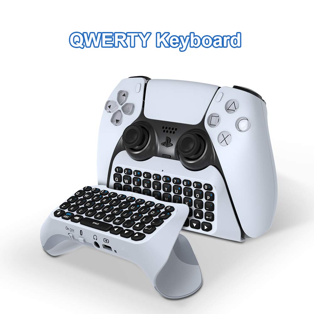 PS5 Controller Keyboard, Megadream Wireless Rechargeable Online Gaming Live PS5 Gamepad Chat Message Chatpad Keypad with Speaker & 3.5mm Audio Jack Port for Sony PlayStation 5 (Controller Not Included