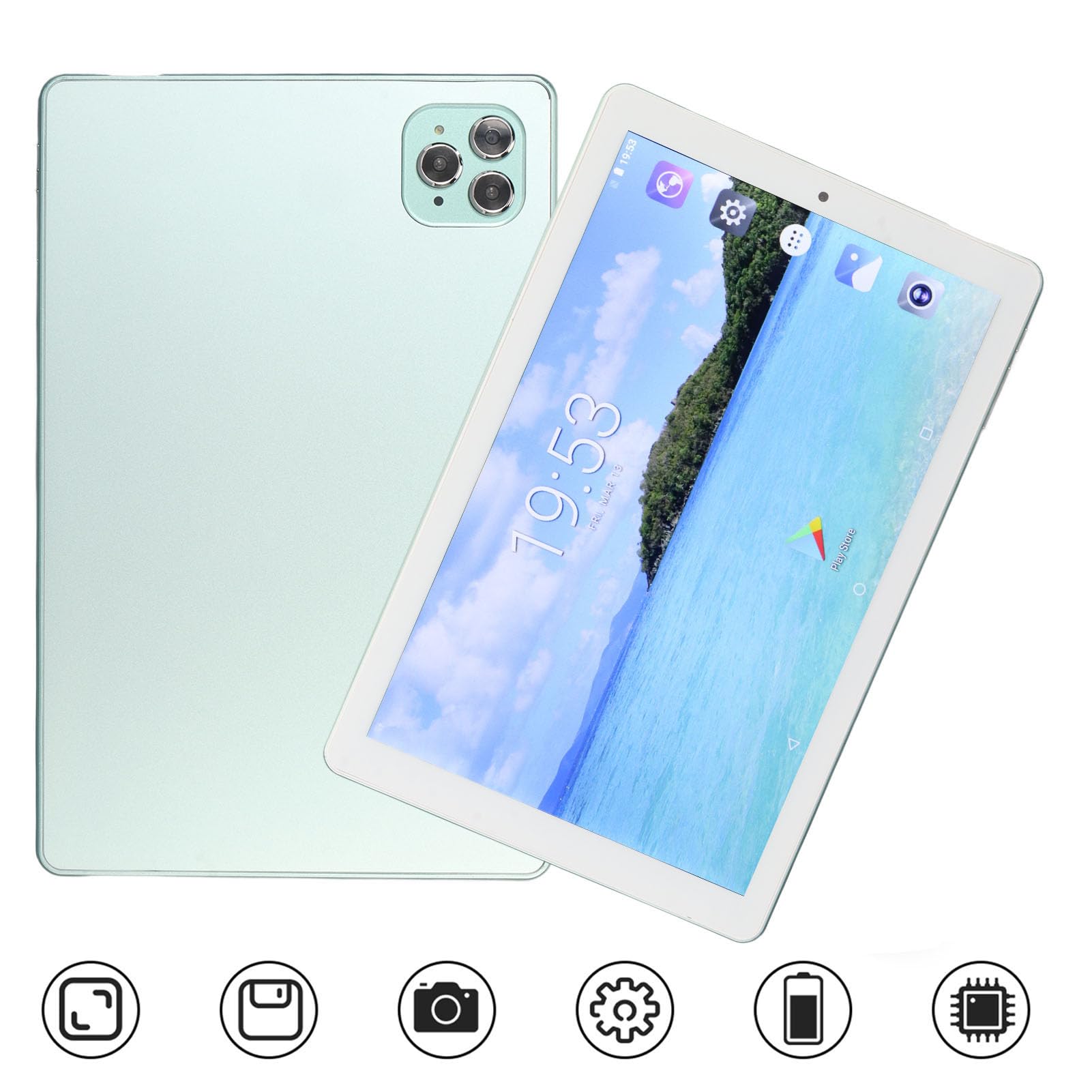 SHYEKYO Smart Tablet 10.1 Inch 1920X1200Resolution Dual Box Speakers WiFi Tablet 2 in 1 for Reading for Game (US Plug)