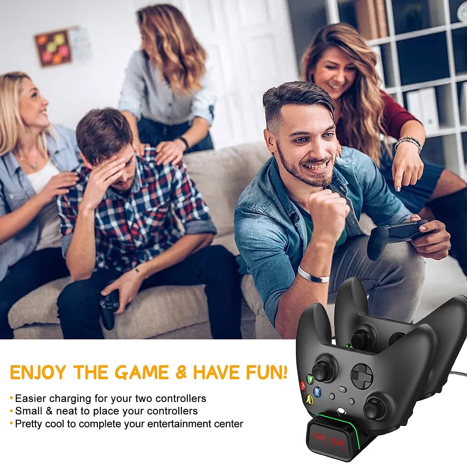 PS5 Controller Charging Station, DualSense Playstation 5 Fast Controller Charger with USB Type-C, PS 5/X-Belite 2 /X-Series S/X Charging Station Dock with LED Indicator, Safety Chip Protection