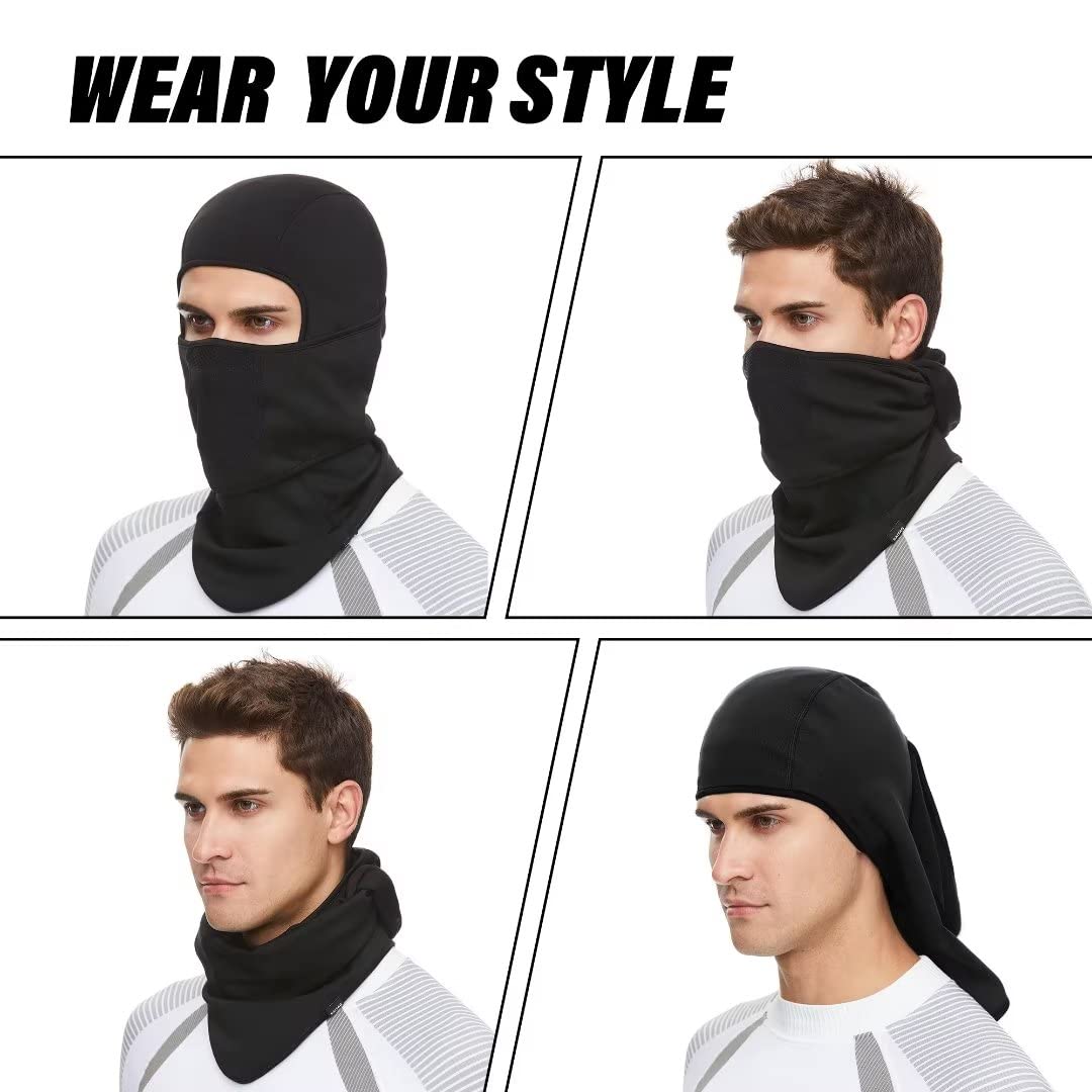 SAITAG Balaclava Ski Mask Warm Face Mask for Cold Weather Winter Skiing Snowboarding Motorcycling Ice Fishing Men (Black)