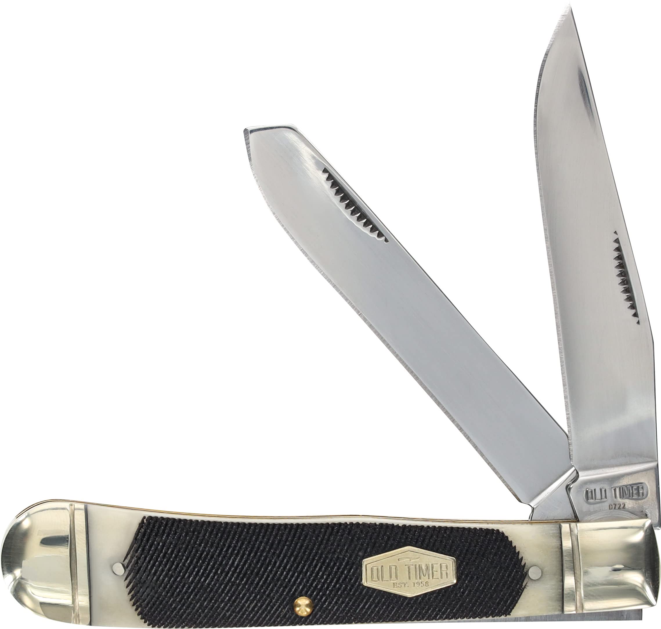 Old Timer 95OTB Genuine Bone Large Gunstock Trapper 7.3in S.S. Traditional Folding Knife with 3.1in Clip Point and Bone Handle for Outdoor, Hunting, Camping and EDC