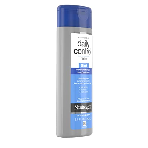 Neutrogena T/Gel Daily Control 2-in-1 Anti-Dandruff Shampoo Plus Conditioner with Vitamin E and Pyrithione Zinc, Fast Acting Relief for Scalp Itching and Flaking, 8.5 fl. oz
