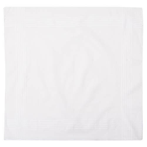 Perry Ellis 12 Pack Handkerchief (100% Cotton White with Satin Border, 16" x 16")