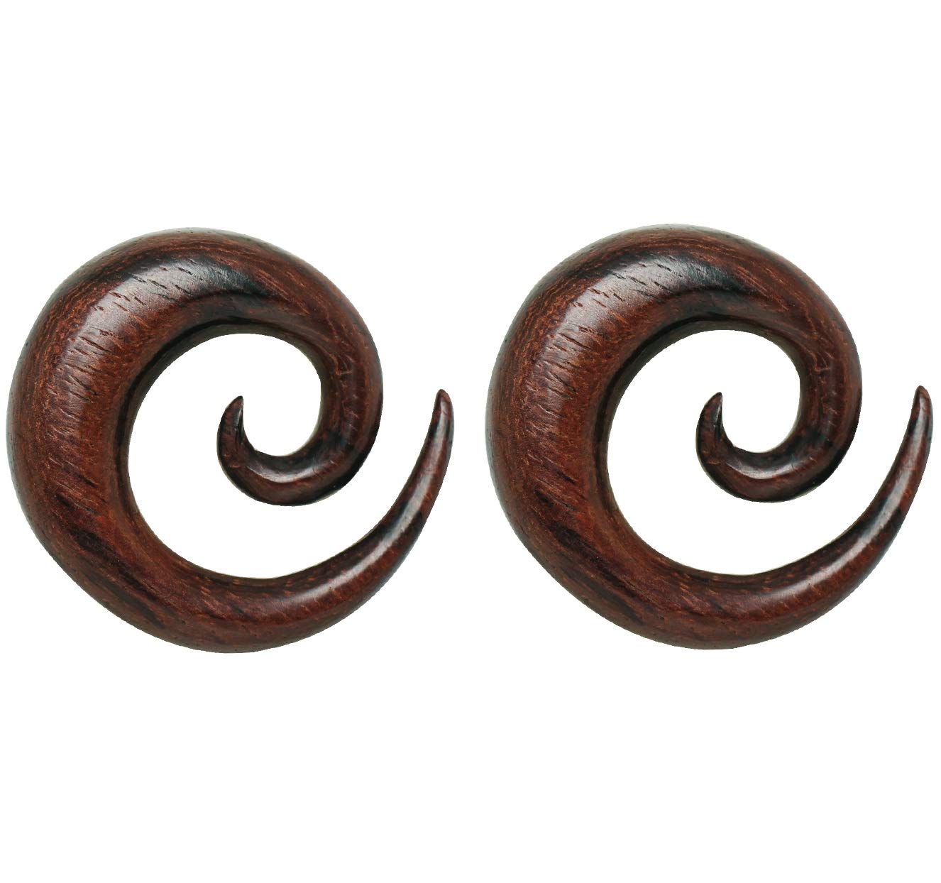 Pierced Owl Organic Dark Brown Sono Wood Spiral Taper Plugs, Sold as a Pair (10mm (00GA))
