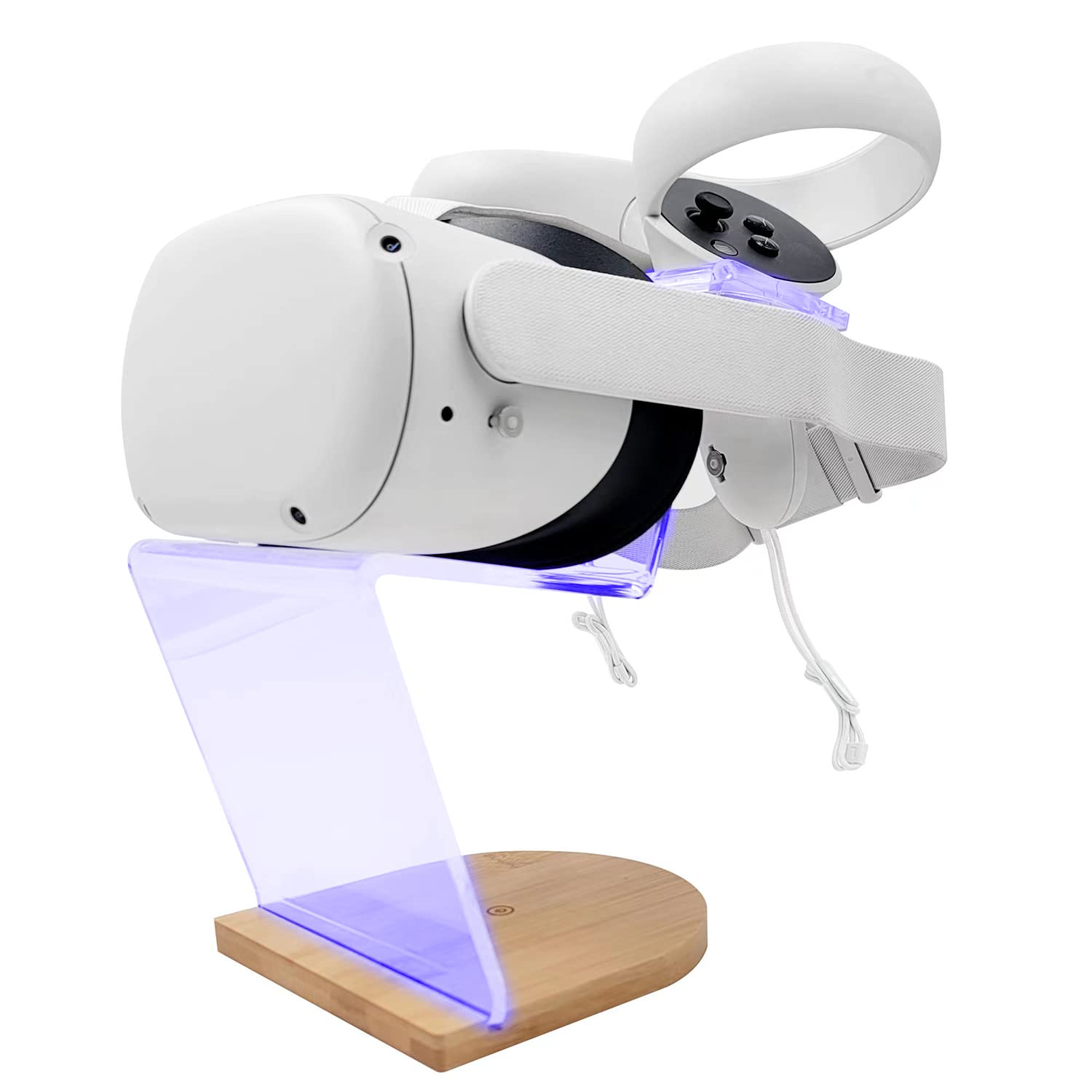 ZYJ-AWASA VR Display Stand for Oculus Quest 2 , Display Stand with LED Light for Meta Quest 2 , Fits Touch Controllers Holder Virtual Reality Station Accessories (A)