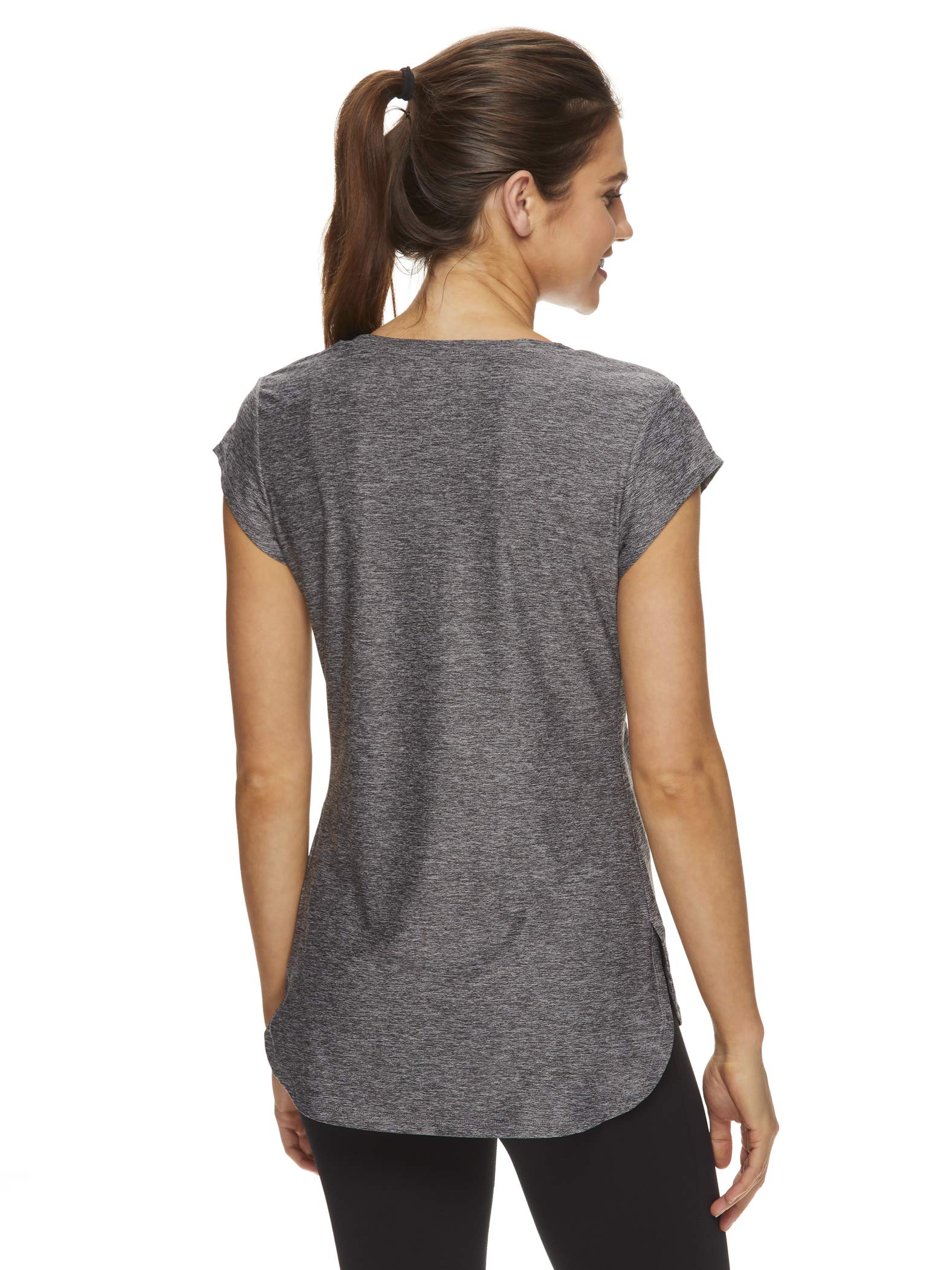 Reebok Women's Legend Running & Gym T-Shirt - Performance Short Sleeve Workout Clothes for Women - Black Heather Legend, Medium