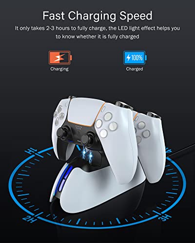 PS5 Controller Charger Station, PS5 Dual Sense Charging Stand with Fast, Safety Chip Protection, Play Station Charging Dock with LED Indicator, PS5 Accessories for DualSense Charging Station