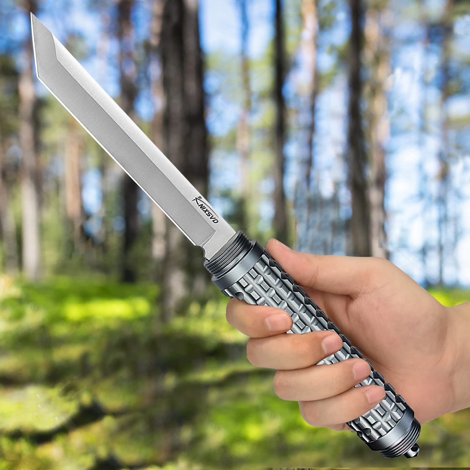 VALHALLA Fixed Blade Knife With Sheath, Survival Knife With Razor-sharp 440 Blade, Outdoor knives for men survival camping hunting Cool Knife with sheath (gray)