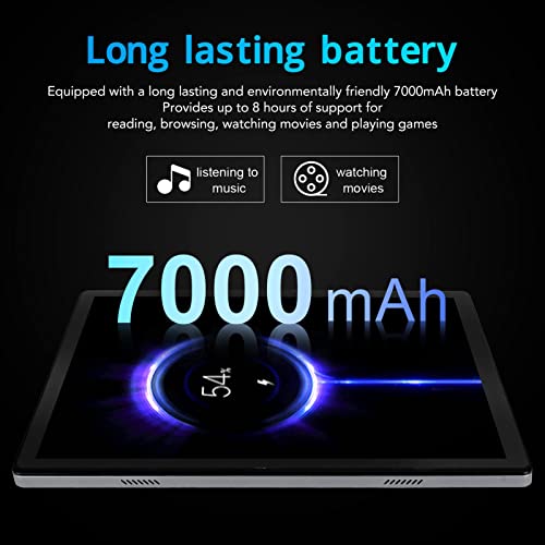 PenRux 10.1in Tablet, Smart Tablet Dual Camera and Speakers 1920x1200 Resolution 8GB RAM 128GB ROM for Entertainment for Studying (Grey)