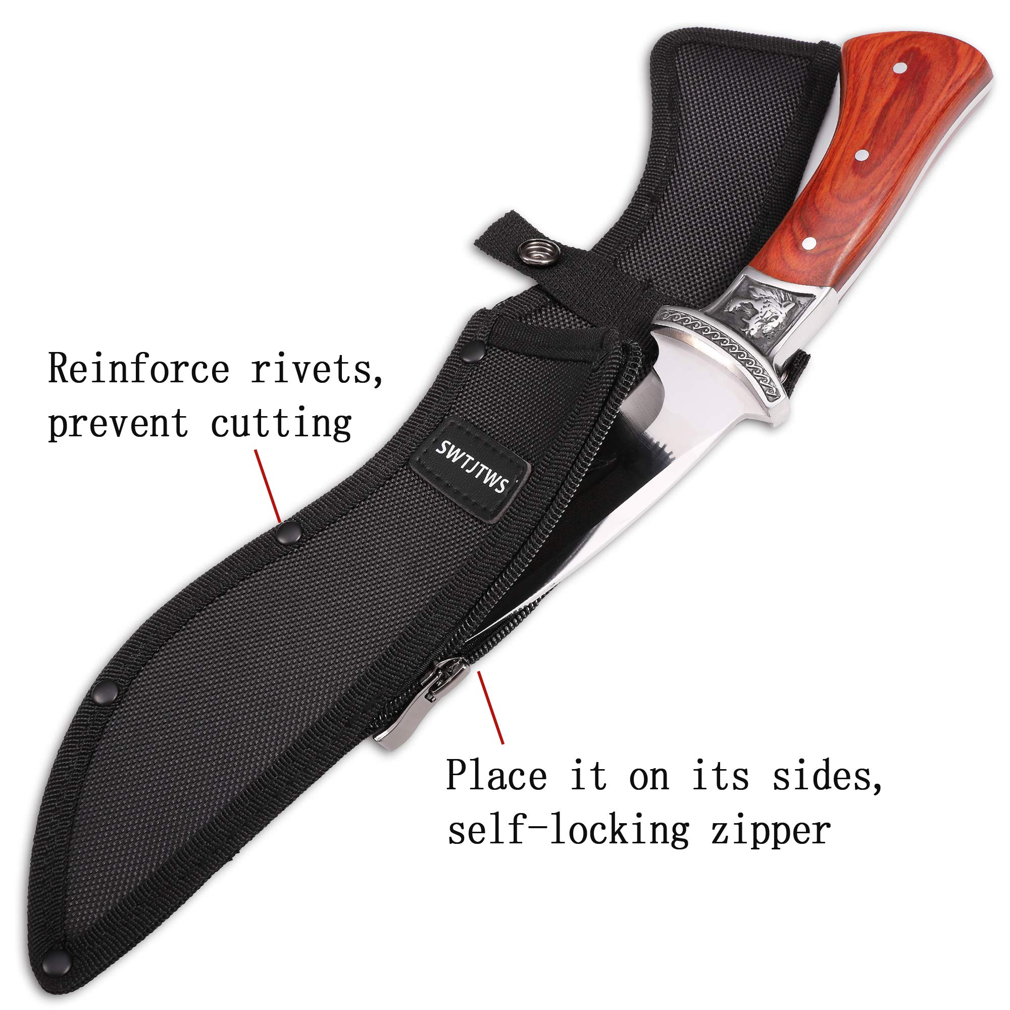 SWTJTWS Fixed Blade Jungle Knife Noble Mahogany Handle for Outdoor Camping and Gardening