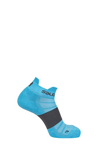 Salomon unisex-adult Sense Cotton Sport Socks 2-pack , Forged Iron/Vivid Blue, Medium
