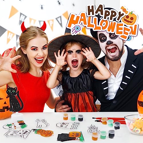 Suncatchers for Kids to Paint,Halloween Decorations DIY Led Light Up Suncatchers,Halloween Classroom Prizes,Halloween Crafts for Kids, Ages 4,5,6,7,8,9