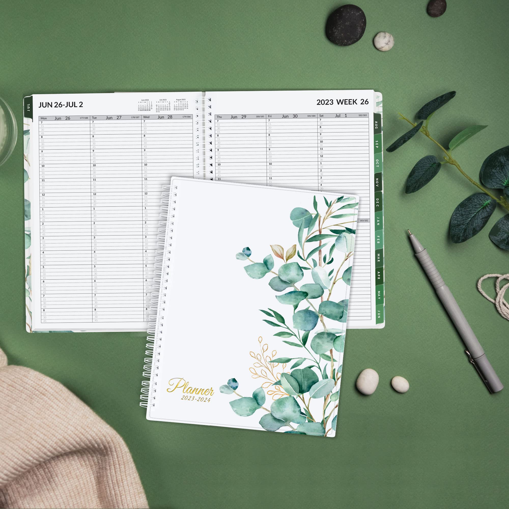 SUNEE 2023-2024 Appointment Book - Weekly Monthly Planner from May 2023 - June 2024 (8.5"x11", Gilded Greenery)