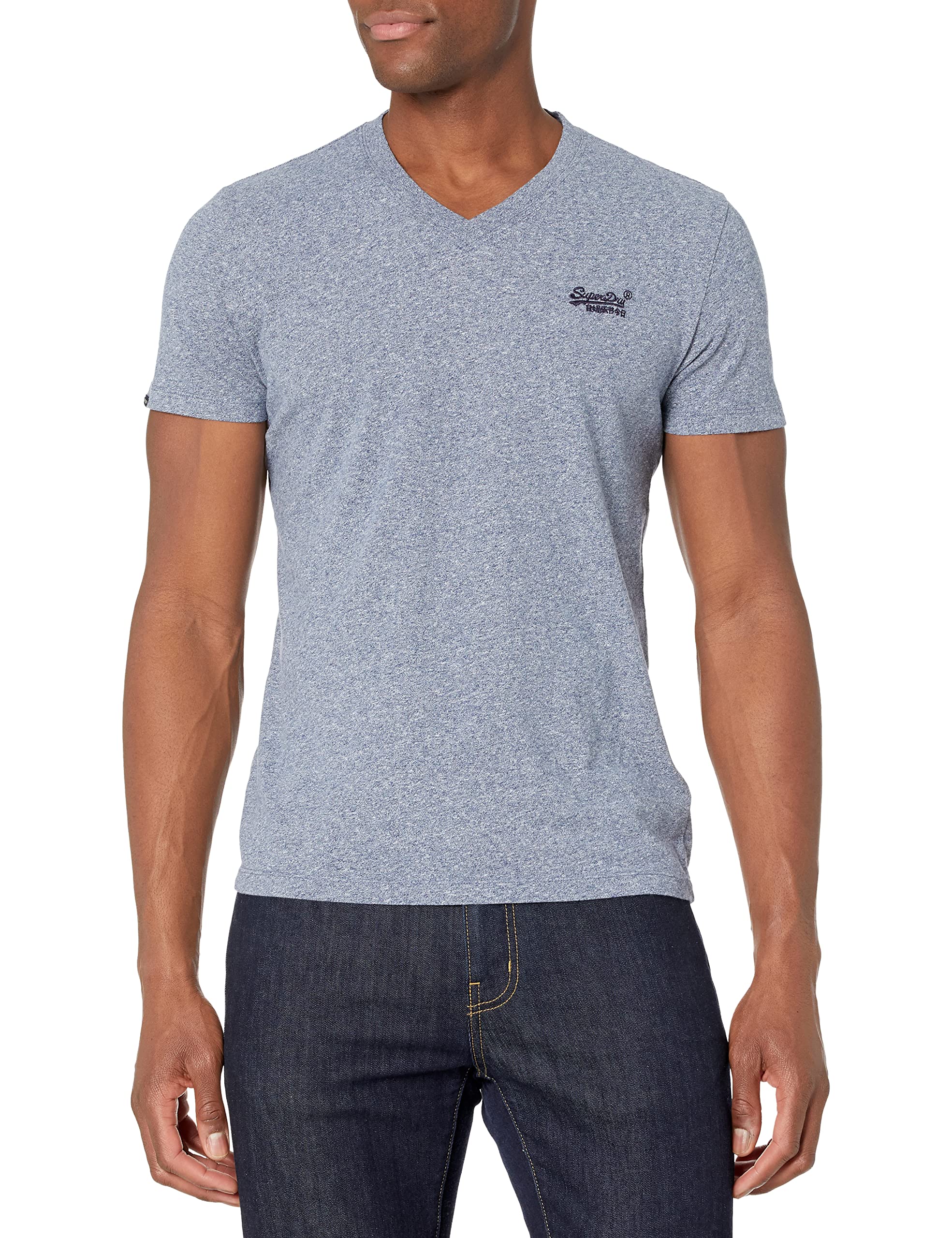 Superdry Men's Vintage Logo EMB VEE TEE, Tois Blue Grit, Medium