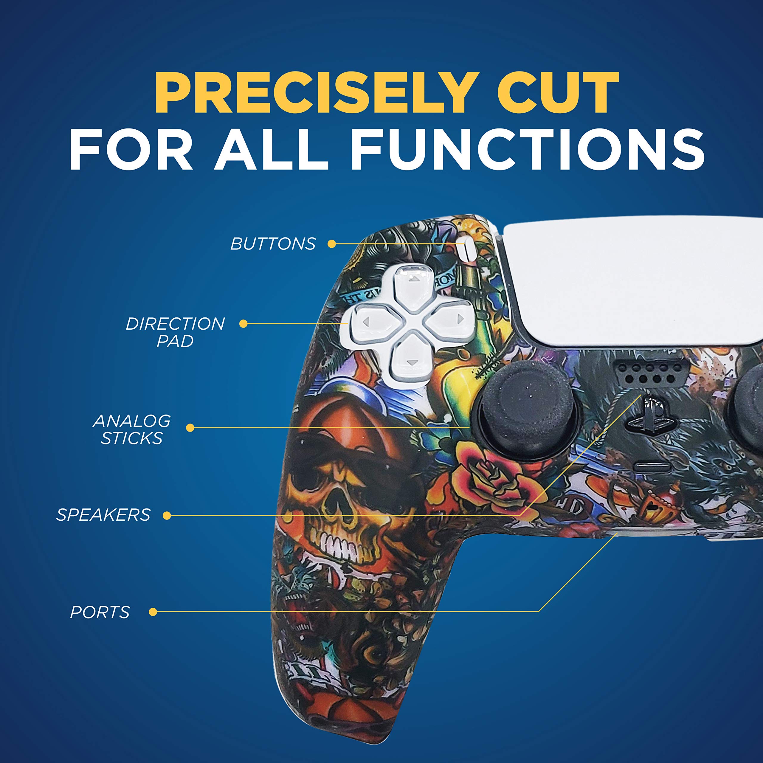 PS5 Silicone Gel Grip Controller Cover Skin Protector (ps5 Skull) Compatible for Sony PlayStation 5, Compatible for PlayStation 5 Accessories, Wireless Controller Protector Covers, PS5 Skin