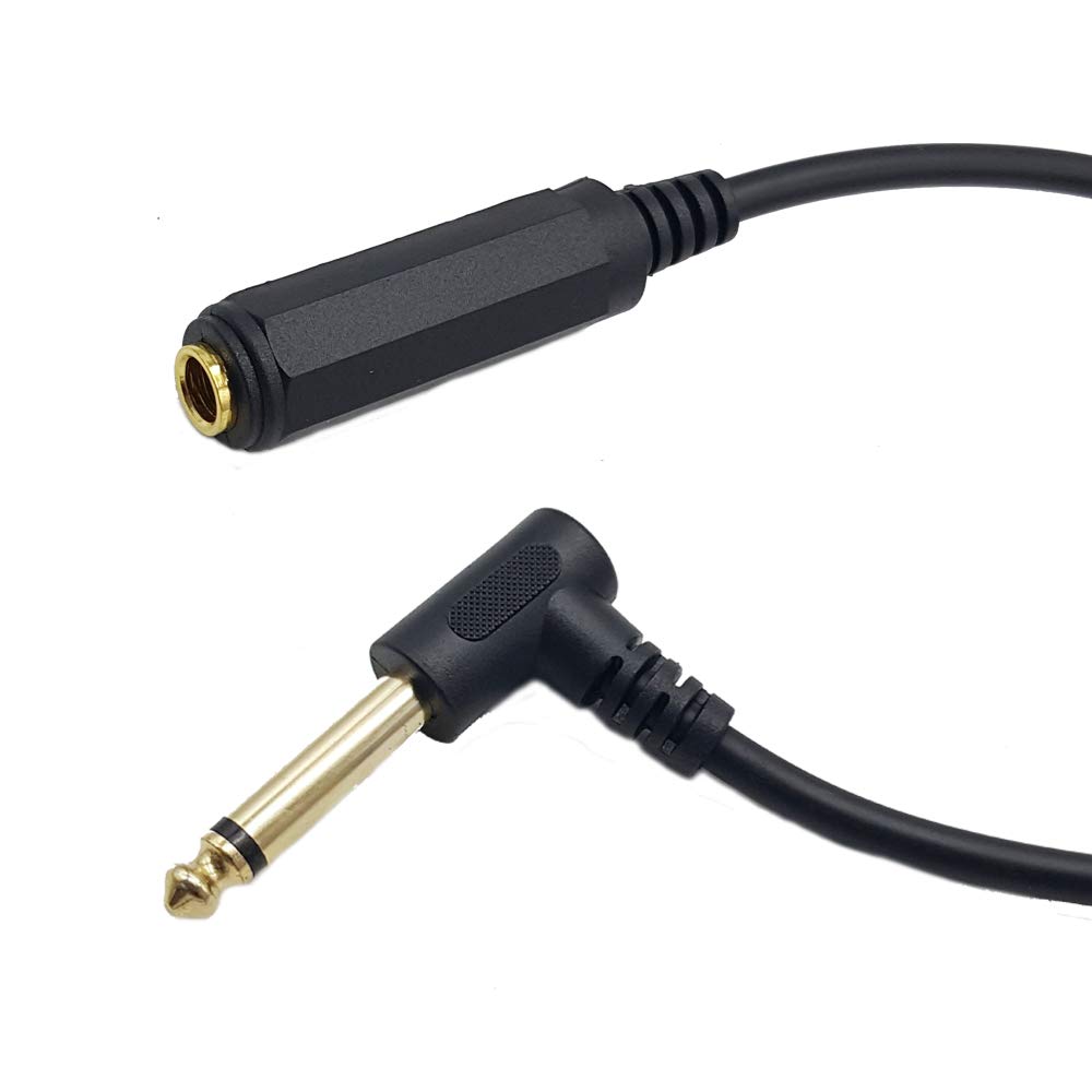Right Angle Guitar Extension Cord;Seadream 2Pack 6.35mm Right Angled Male to Female Extension Cable,50CM TRS 1/4 Inch Female to Right Angle Mono Male Audio Extension Cables
