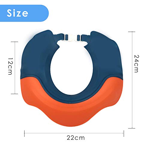 Safe Shampoo Shower Bathing Protection Bath Cap Soft Adjustable Visor Hat for Toddler, Baby, Kids, Children (Coral Red)