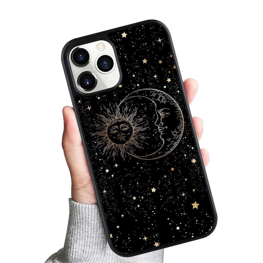 tharlet for iPhone 13 Pro Max Case, Tire Outline Glitter Soon Moon Stars Cute Pattern with iPhone 13 Pro Max Case + Screen Protector iPhone 13 Pro Max Case for Girls Women 6.7 inch (2021)