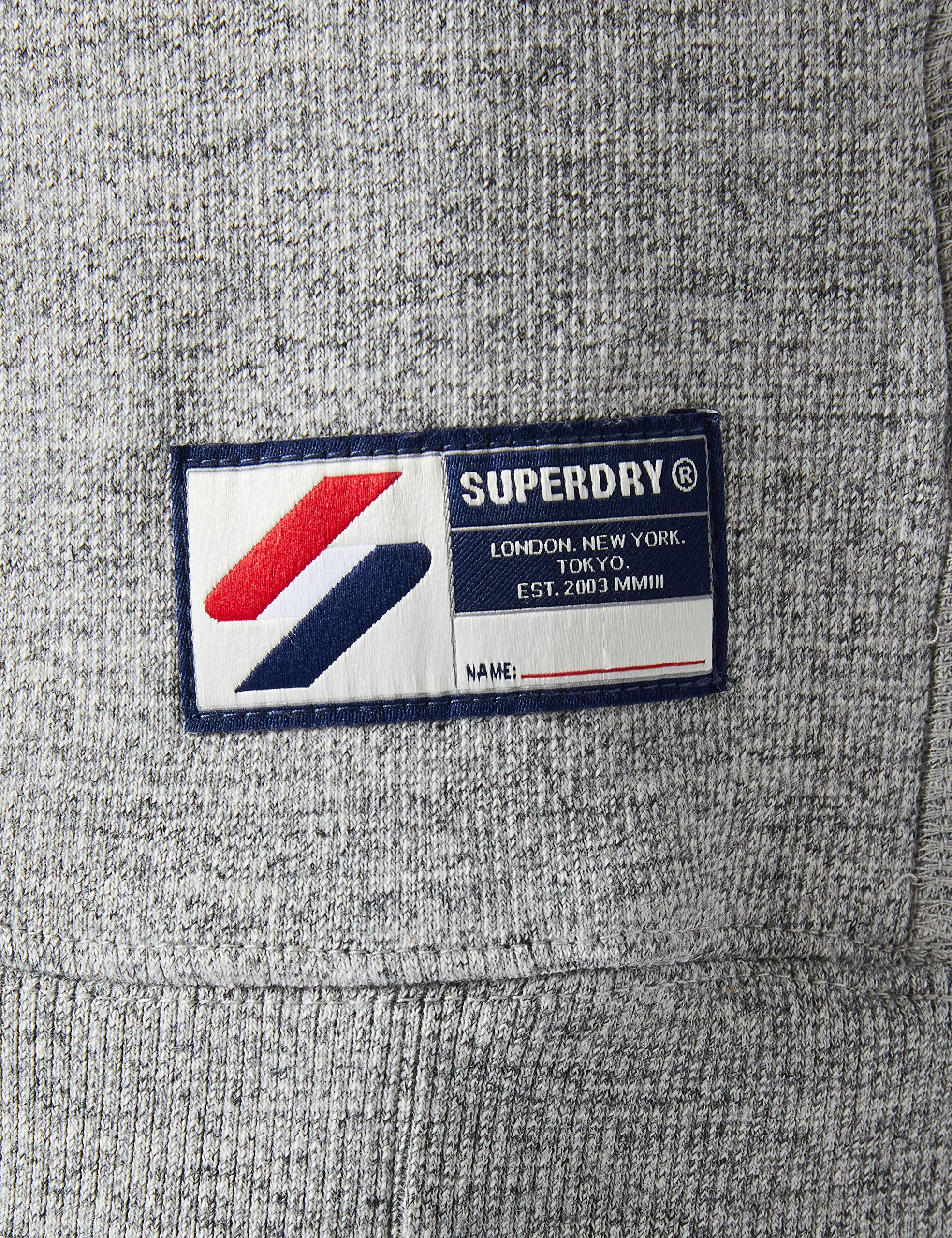 Superdry Mens Sportstyle Applique Hoodie, Relaxed Fit Grey Slub Grindle Size M
