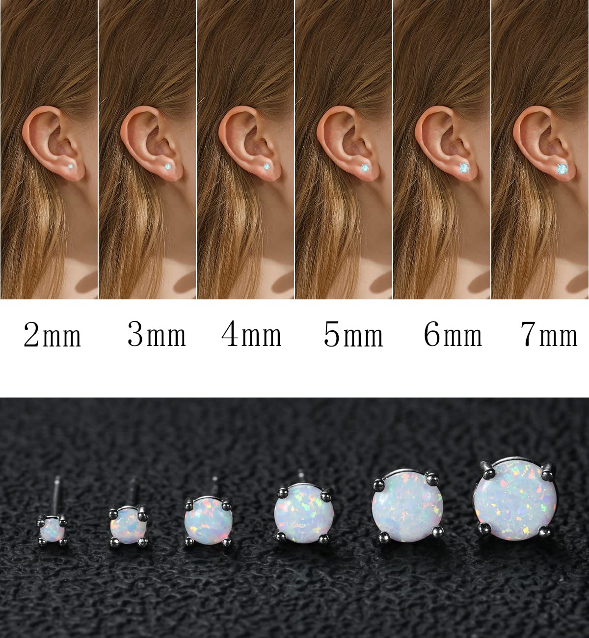 Opal Stud Earrings for Women Hypoallergenic 925 Sterling Silver Post Stud Earrings Sets for Multiple Piercing Jewelry Gift