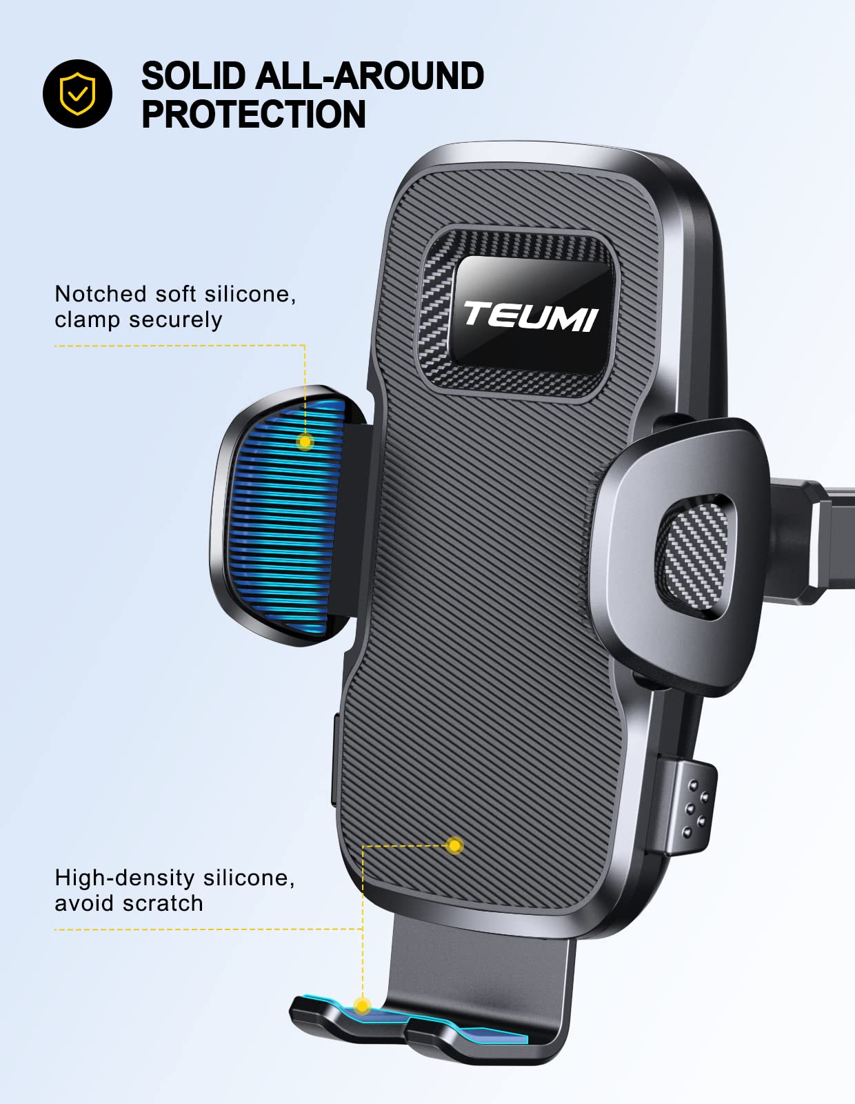 TEUMI Phone Mount for Car, [Military-Grade Super Suction] Car Phone Holder Mount, 360° Rotate Cell Phone Holder Car Dashboard Windshield Car Mount Compatible with iPhone 13 12 11 Pro Max, 4”-7”