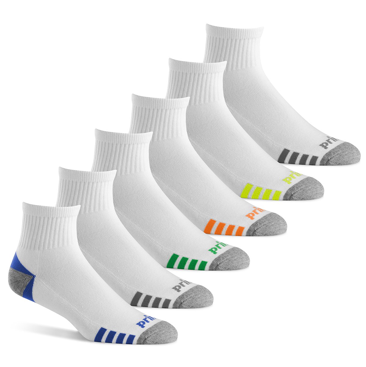 Prince Men's Athletic Quarter Socks (6 Pair Pack) (White)