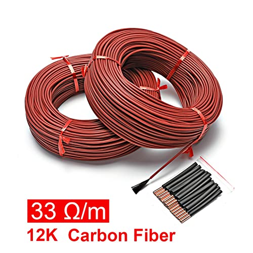 Red Far Infrared Warm Floor Room Thermostat Carbon Fiber Heating Cable (Size : 50m)
